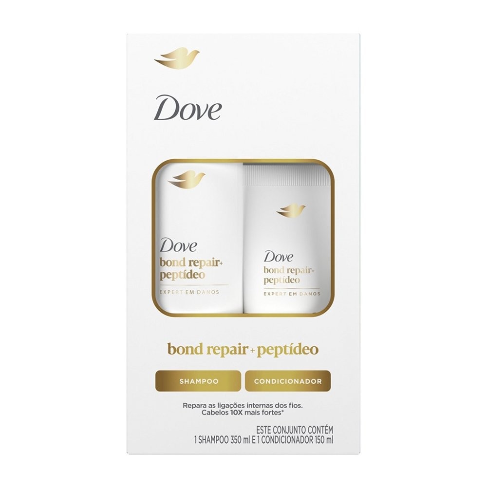 Kit Shampoo 350ml + Condicionador Dove Bond Repair + Peptídeo 150ml ...