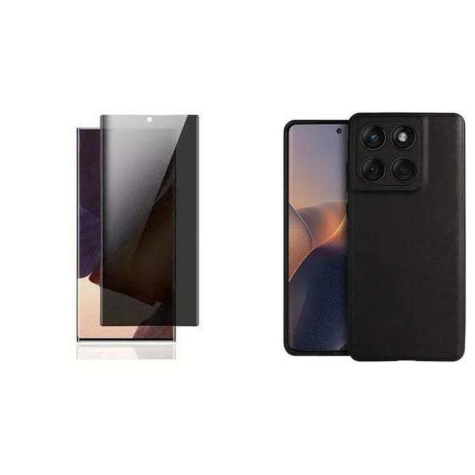 Capa Capinha Aveludada Preta + Película Fosca Privacidade Moto Edge 60 ...