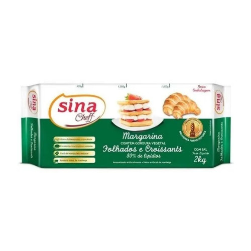 Margarina para folhados 2kg Sina Chef | Shopee Brasil