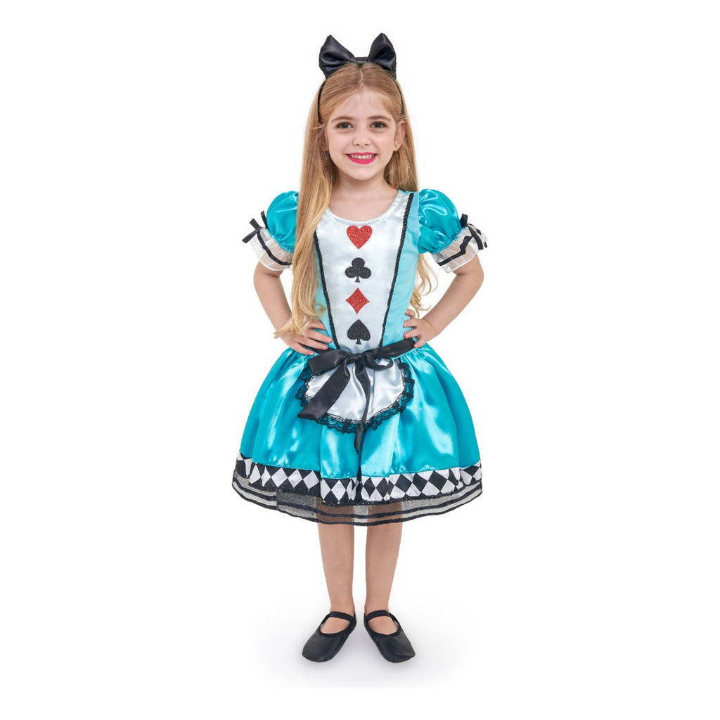 Fantasia Inf Feminina Alice País Das Maravilhas Luxo Cosplay | Shopee ...