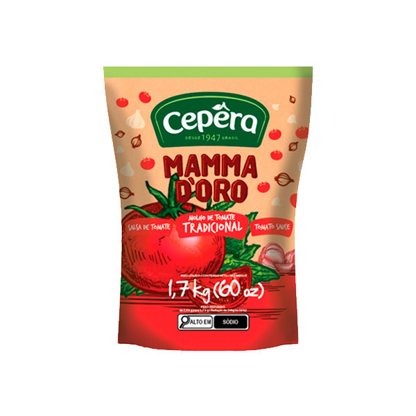 Molho de Tomate Tradicional Cepêra Mamma D’Oro Sachê 1,7kg PS | Shopee ...