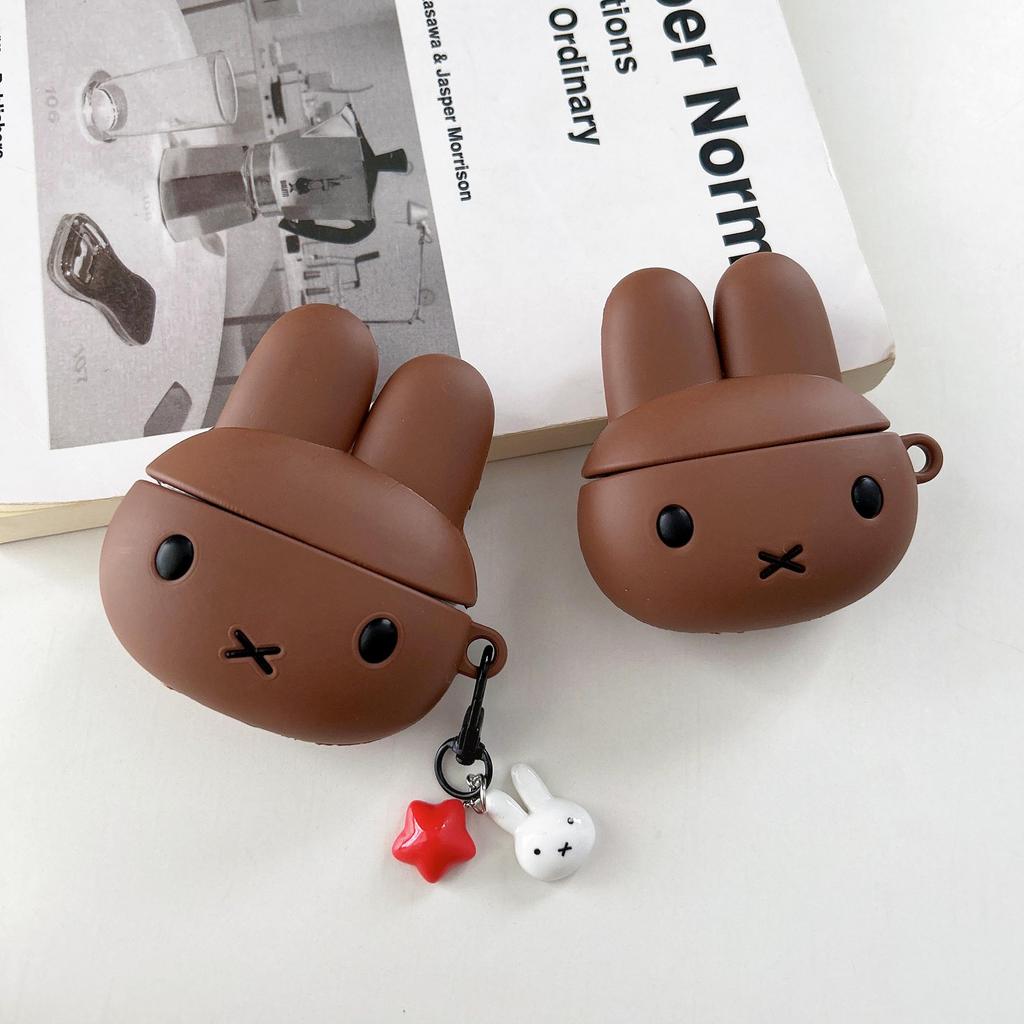 Chocolate Miffy Coelho 3D Silicone Para AIRPODS 4 ANC 1 2 3 PRO 3 Capa ...