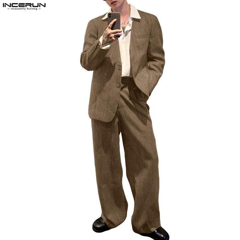 INCERUN Masculino Coreano Luz Luxo Gola Manga Longa Blazer Terno Reto ...