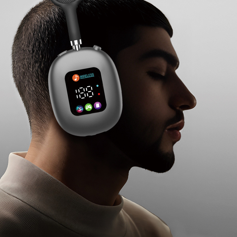 Fone de Ouvido Sem Fio Bluetooth com Tela Digital RGB Leitor de Cartão ...