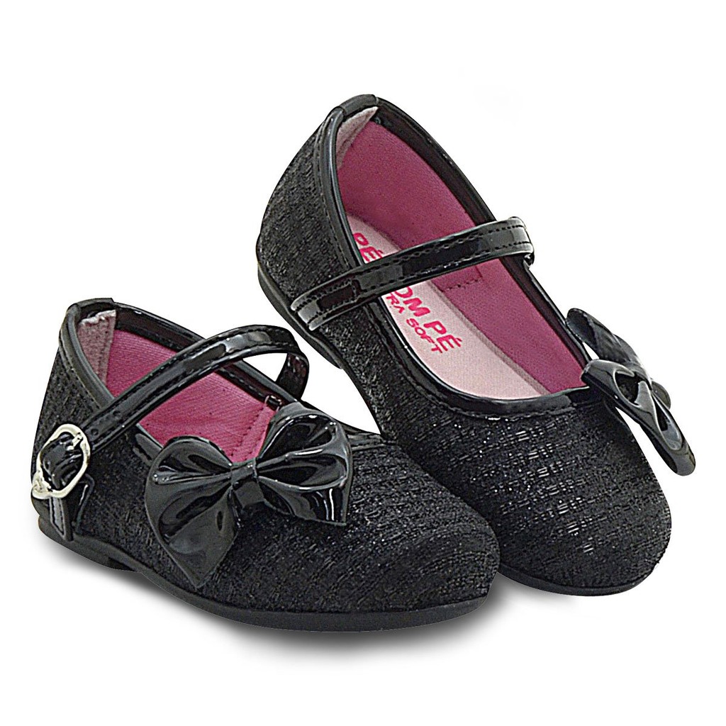 Sapatilha Neném Menina Preta Com Laço Confortável | Shopee Brasil