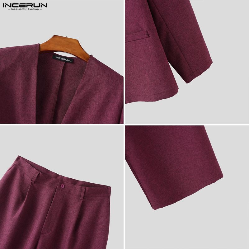 INCERUN Masculino Coreano Luz Luxo Gola Manga Longa Blazer Terno Reto ...