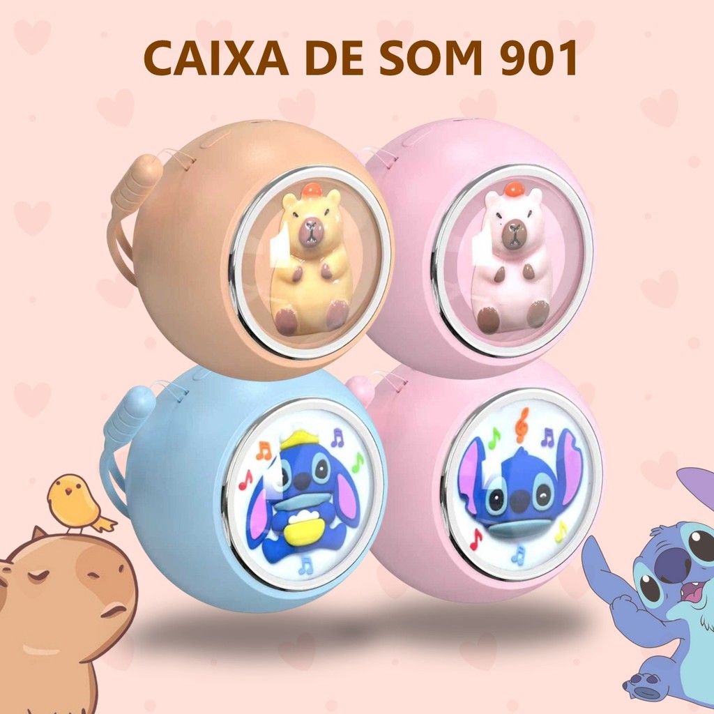 Caixa de Som Portátil Stich & Capivara. Perfeita para um som divertido ...