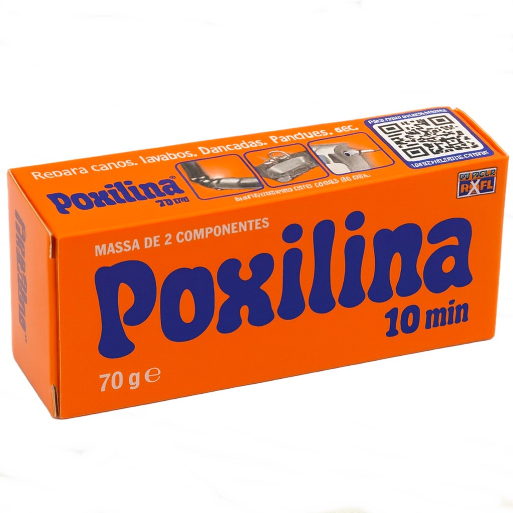 Poxilina Massa Epóxi 10 Minutos 70g Cola Forte para Reparos Rápidos e ...