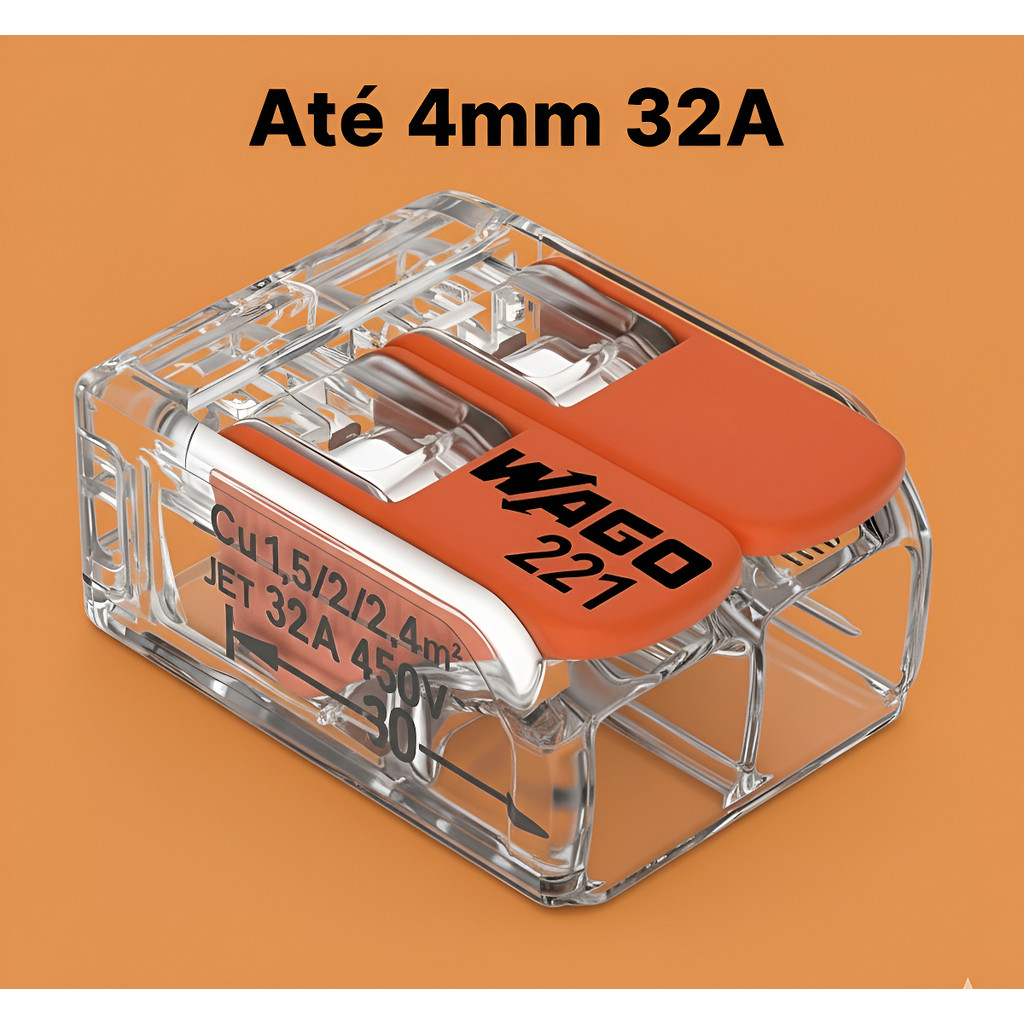 Kit 15 Conector Original Wago 221-412 2 vias 4,0mm 32A | Shopee Brasil