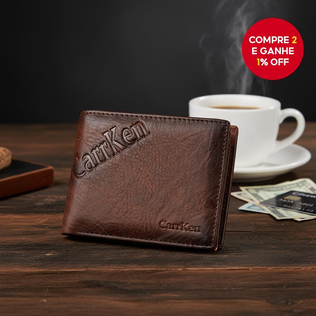 CARRKEN Carteira Masculina – Estilo Horizontal Flip com Múltiplas Slots ...