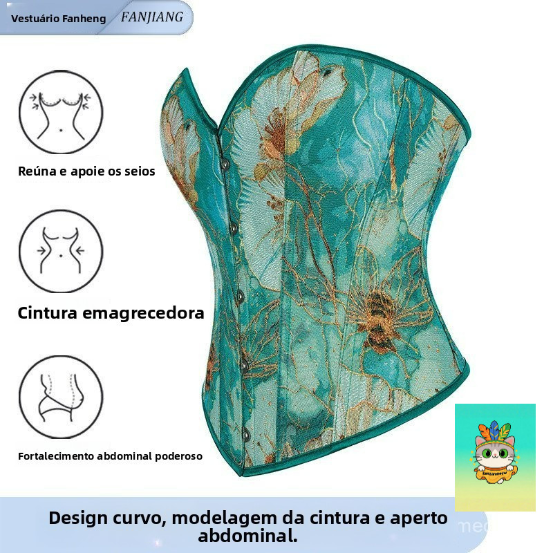 Novo Corpete Estilo Palácio Corpete Justo Tecido Jacquard Verde Abelha ...
