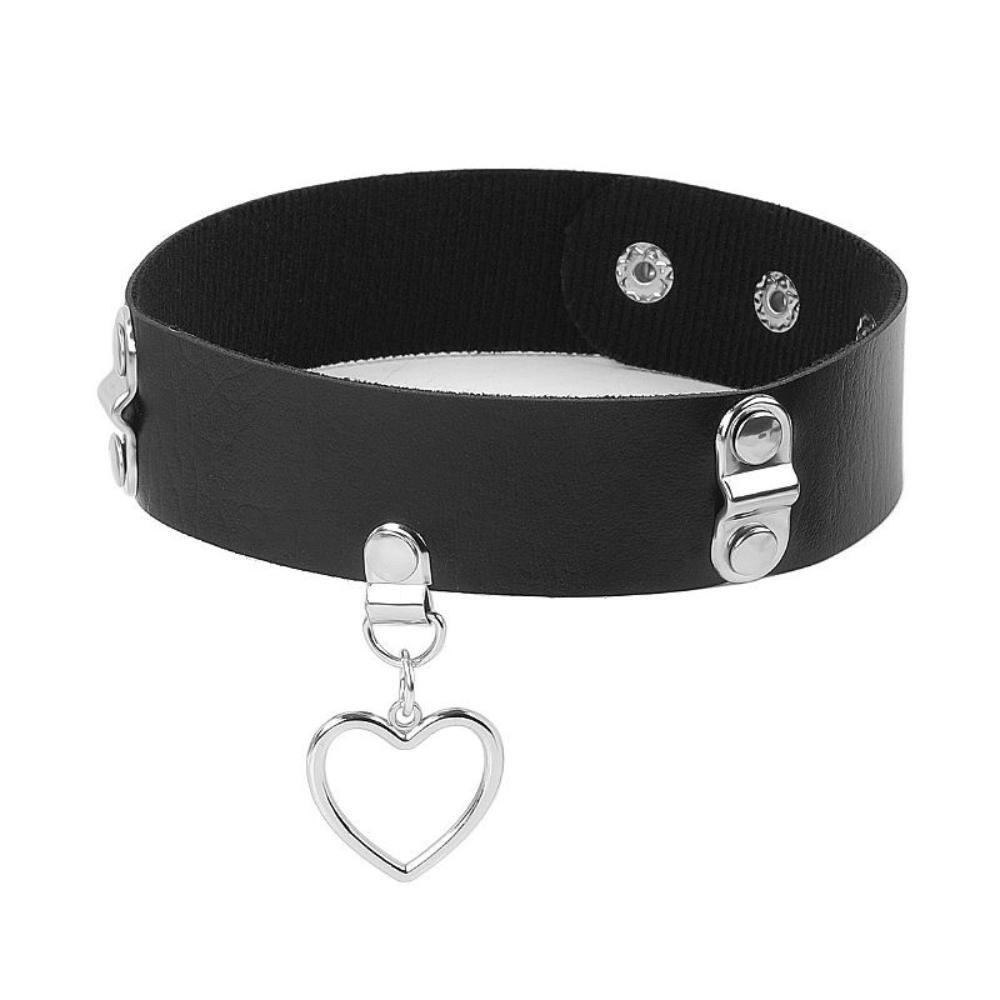 Gargantilha Coração Couro Colar Coleira Pingente Choker Gótica | Shopee ...