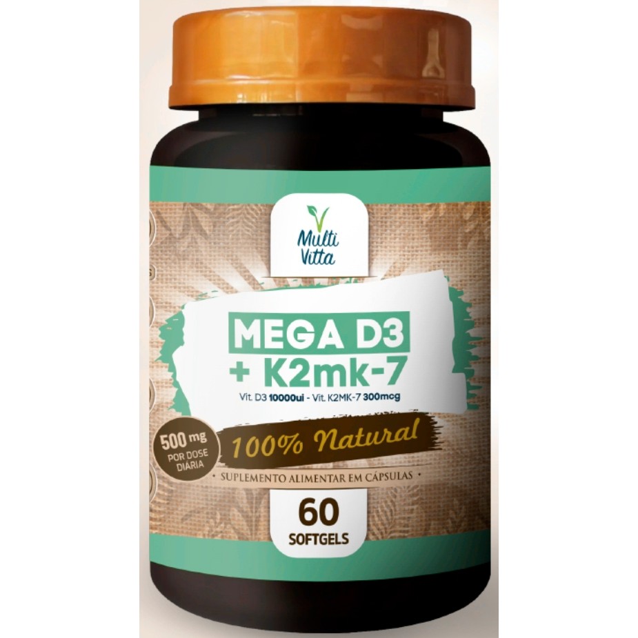 MEGA D3 + VIT K2 MK-7 60 SOFTGELS MULTIVITTA | Shopee Brasil