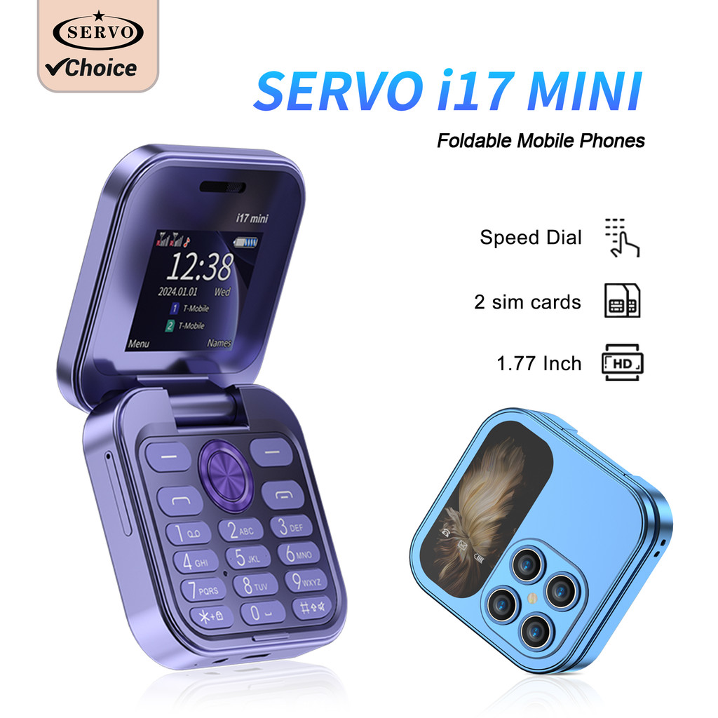 2025 Mais Novo i17 Mini Flip Celular 2G Tela De Rede 1.77 Polegadas Dual SIM Lantern Speed ...