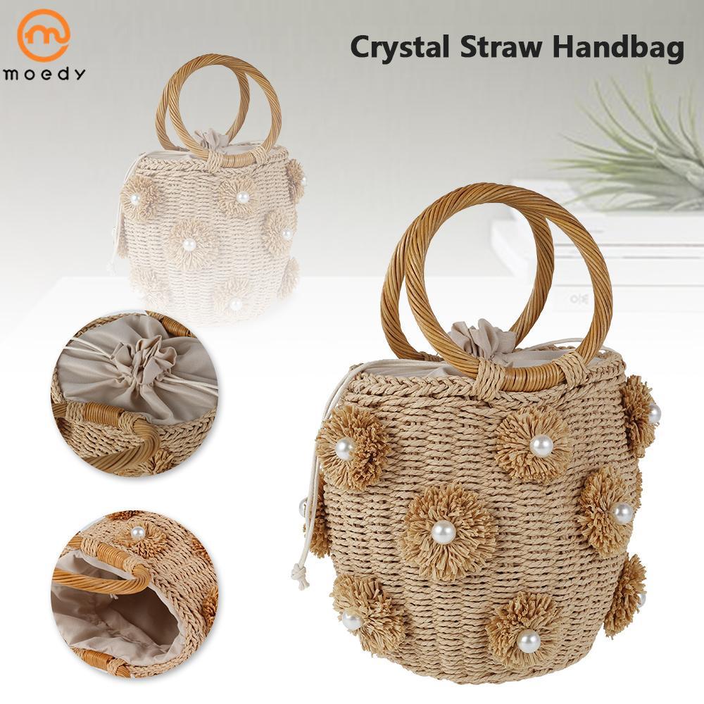 Flor Artificial Pérola Palha Saco Artesanal Balde Bolsa Feminina Moda ...