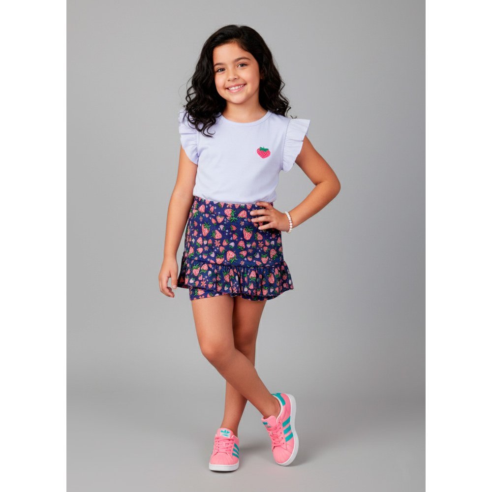 Conjunto Infantil Menina Morango Branco 7002 - Laluna | Shopee Brasil