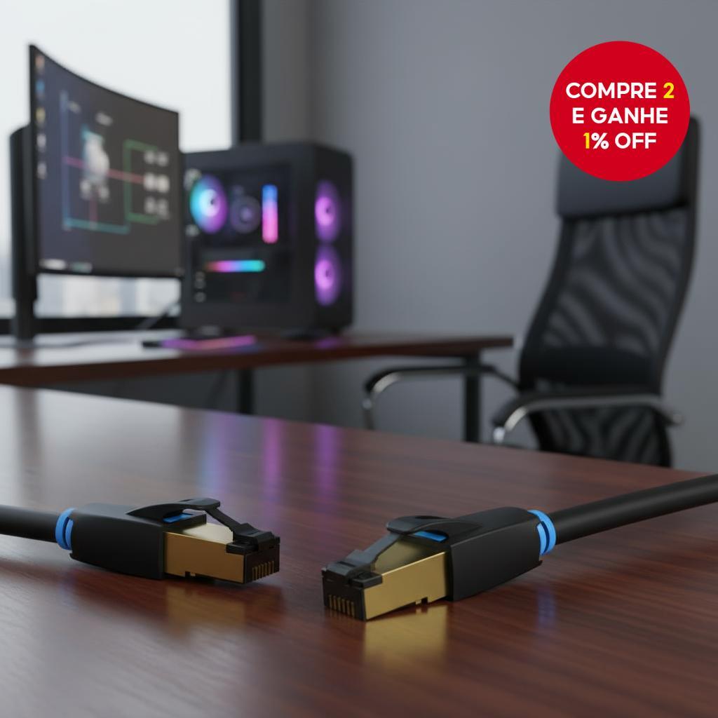 Cabo de Rede Vention CAT8 SSTP Ethernet 40Gbps 2000MHz para Computador ...