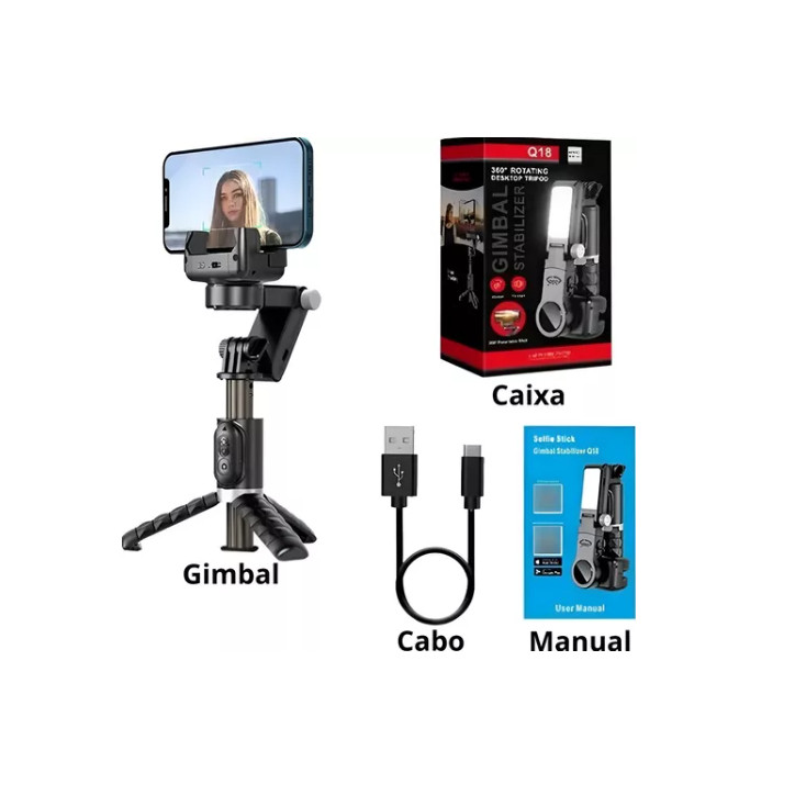 Gimbal Estabilizador Com Reconhecimento Facial Tripe 360° Panoramic ...