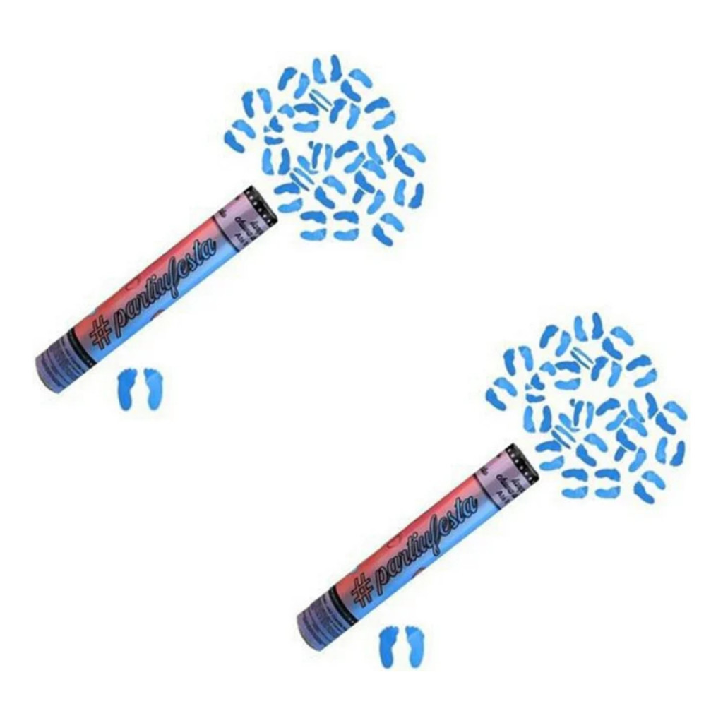 Kit 2 Lança Confete Para Chá De Revelação Azul Menino | Shopee Brasil
