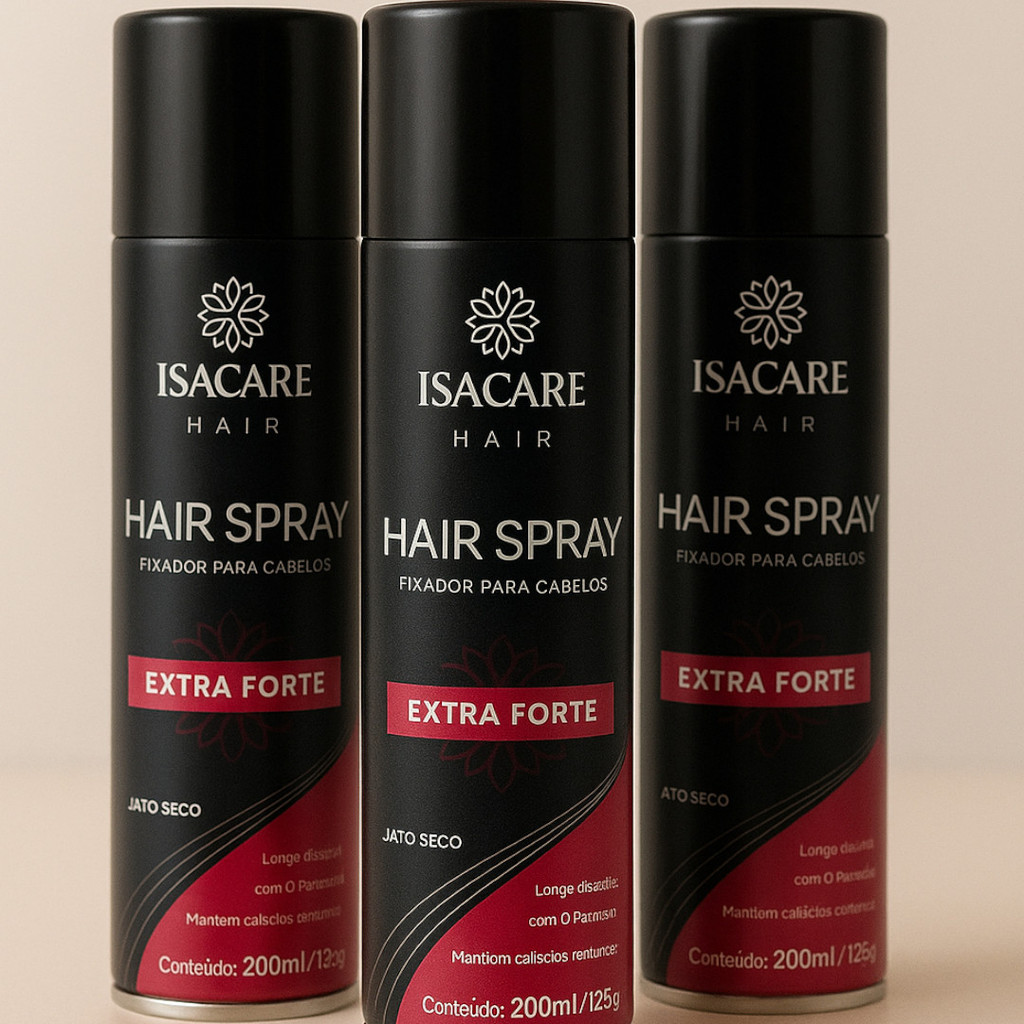Kit 3 Hair Spray Isacare Extra Forte 200ml Fixação Profissional e ...