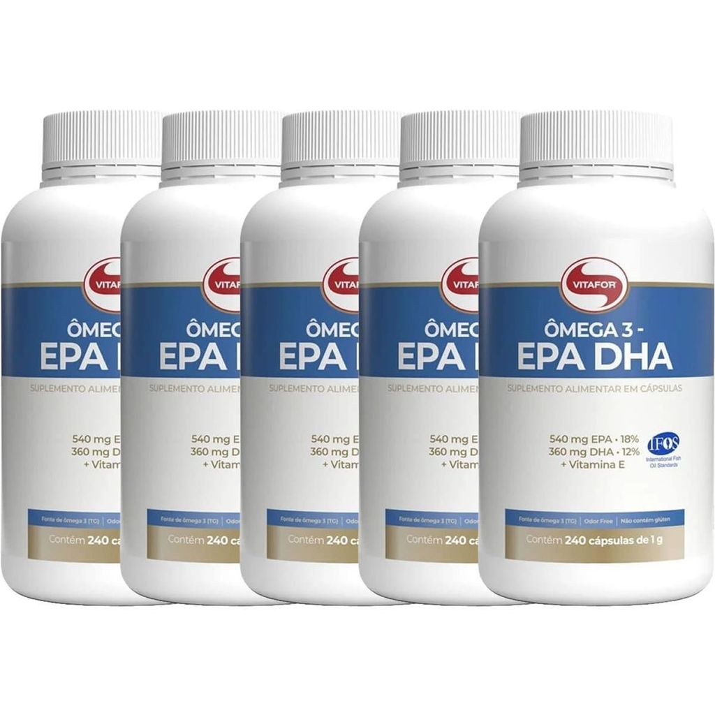 Kit 5X Ômega 3 EPA DHA - 240 Cápsulas 1g - Vitafor | Shopee Brasil