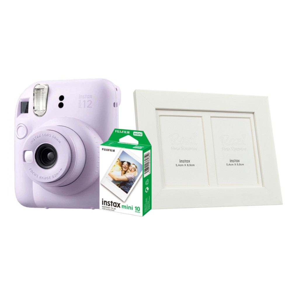 Kit Instax Mini 12 Lilás Candy + 10 FT + 5 Porta Retrato Branco ...