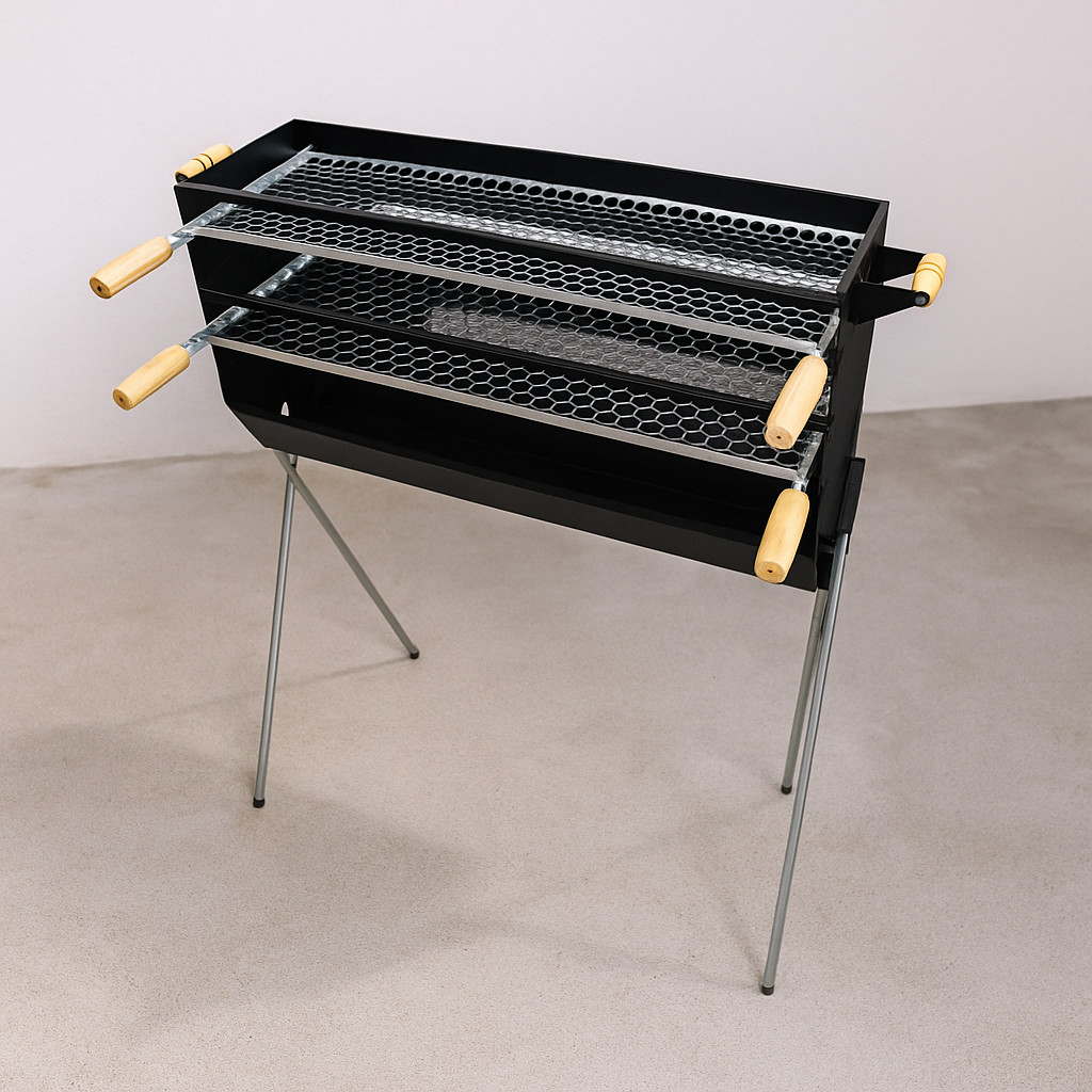 Churrasqueira Espeteira Dupla 80x25 com 2 Grelhas – Ideal para ...