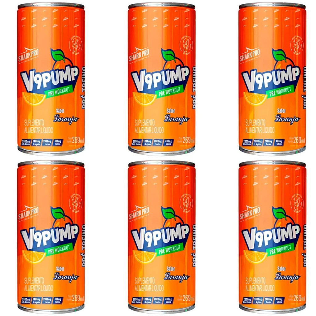 Pré treino em Lata V9 Shark Pro Energy Drink Energético Pack 6x269ml ...