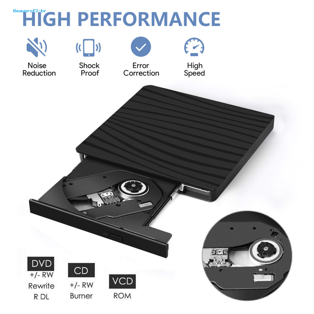 High Speed External Dvd Drive Portable Usb 3.0 Type-c Burner Writer ...