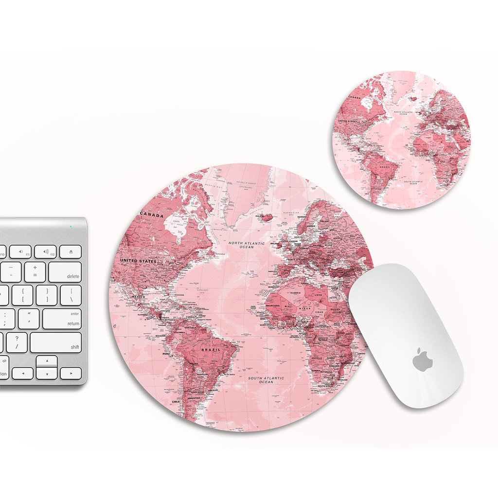 MousePad Plano Redondo Mapas Mundi + Porta Copos | Shopee Brasil