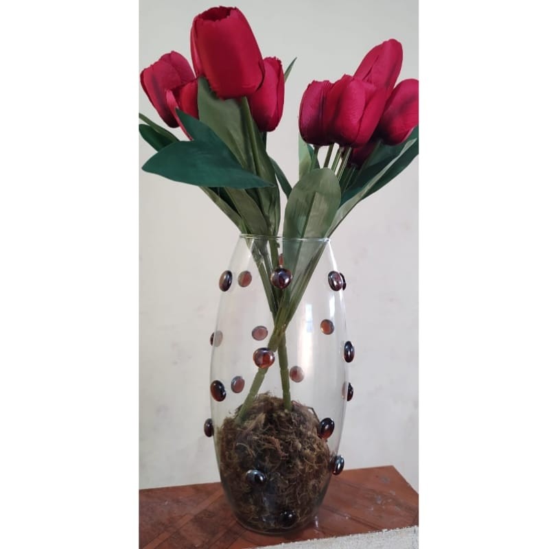 Vaso Decorado com Gemas de Vidro Boleado 30cm | Shopee Brasil