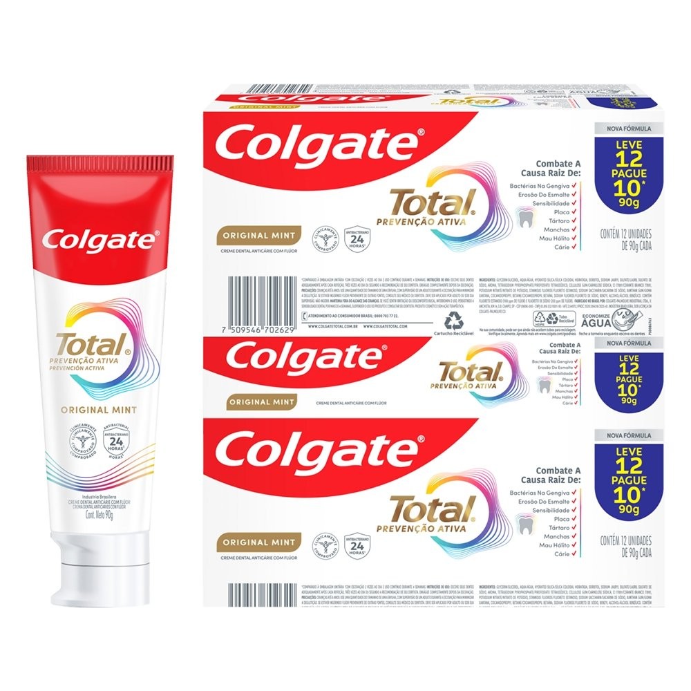 Creme Dental Colgate Original Mint Total Prevenção Ativa 90g ...