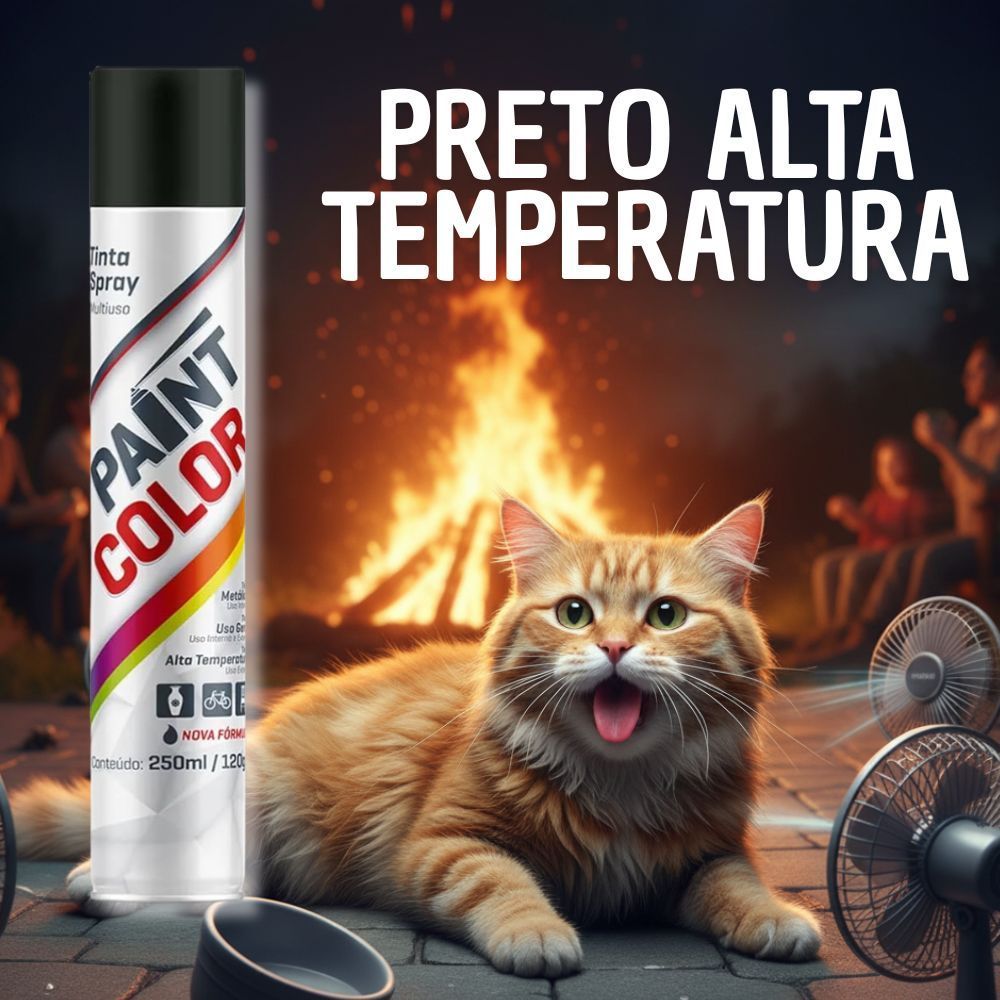 Tinta Uso Geral Alta Temperatura Preto Fosco 250ml Paint Color Uso ...