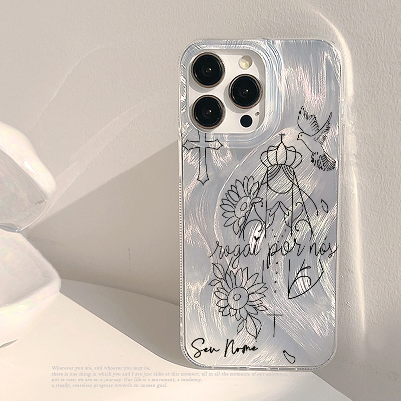 Capinha personalizada Nossa Senhora religiosa cruz para iPhone 11 12 13 ...