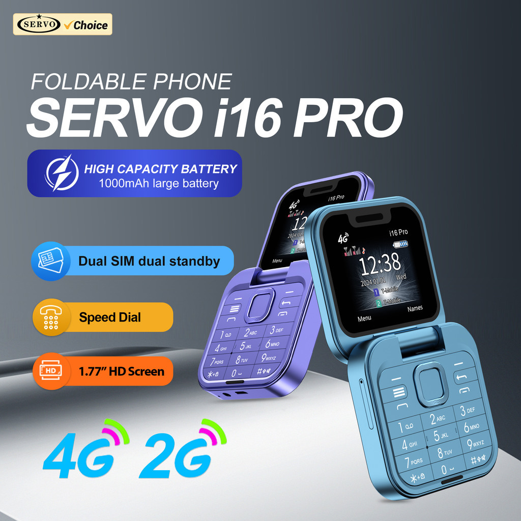 SERVO i16 PRO 2G GSM/4G LTE Mini Flip Cellular Dual SIM Standby Speed Dial Rádio FM Blacklist ...