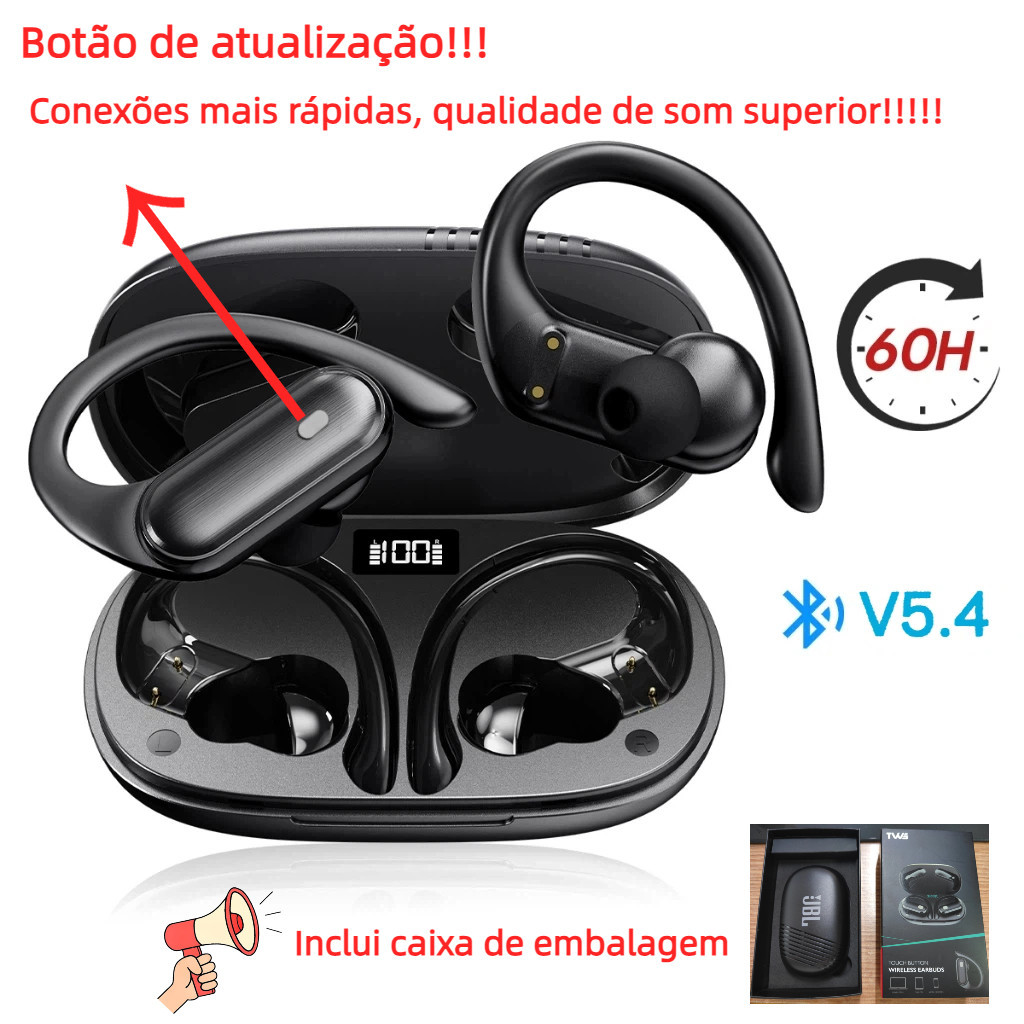 Fone de Ouvido Bluetooth TWS A520 - À Prova D'água, Estéreo, Esportivo ...