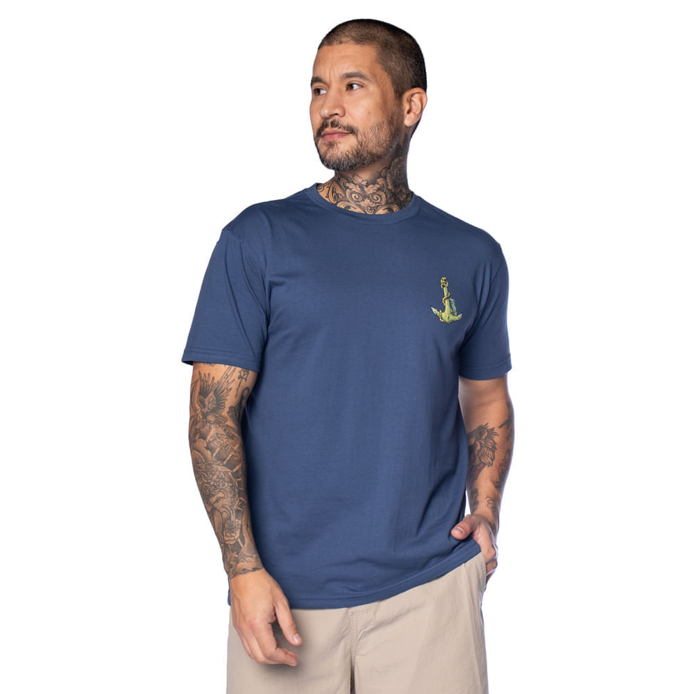 Camiseta Masculina Nicoboco Logo Frontal Azul Escuro | Shopee Brasil