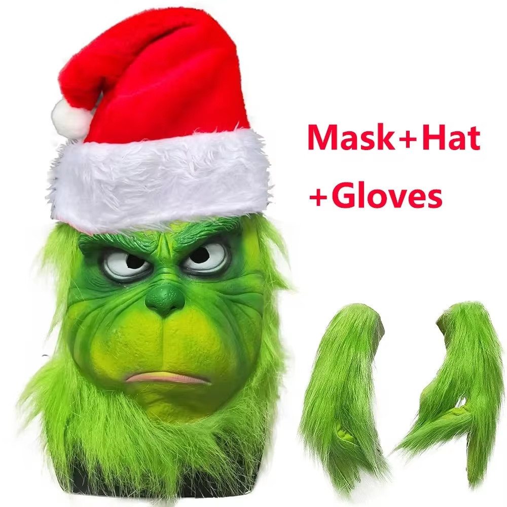 Máscara Grinch Verde Natalhalloween Cosplay Adereços De Monstro De Pele ...