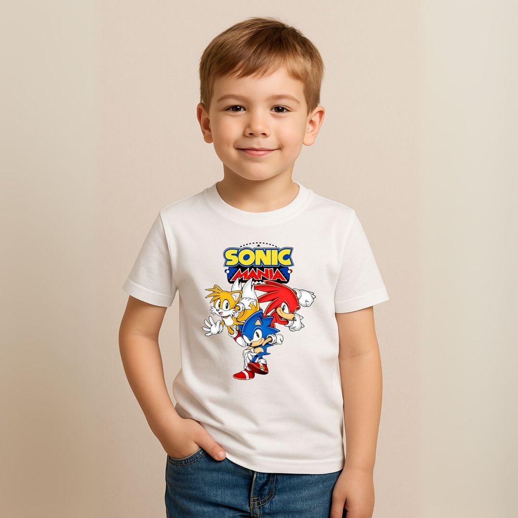 Camiseta Infantil Sonic Mania Personagens Tails Knuckles Desenho Gamer ...