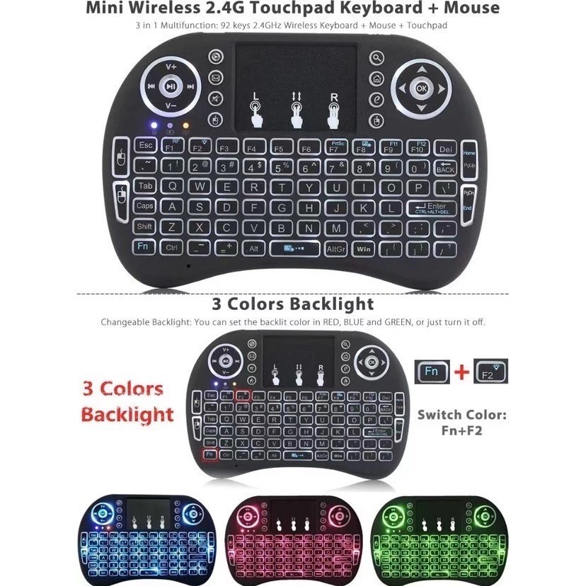 Mini Teclado Controle Usb Touchpad Smart Tv Pc Ps3- Iluminado | Shopee ...