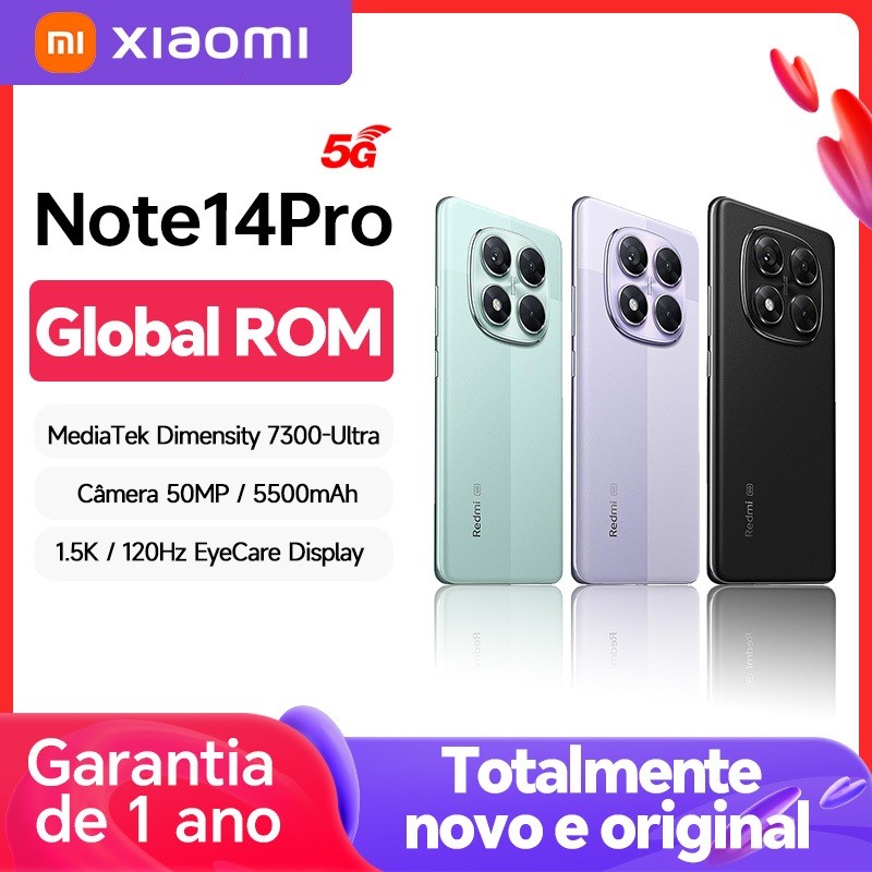 Original Xiaomi redmi note 14 pro 5g Celular 256GB Câmera principal AI ...