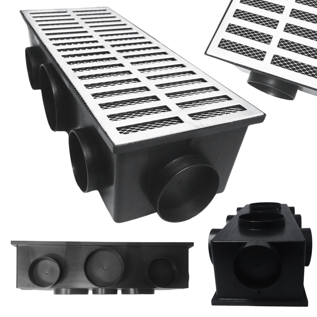 Ralo Completo 20x50 Alumínio Cocho Escoamento Preto 11 Saídas Modular ...