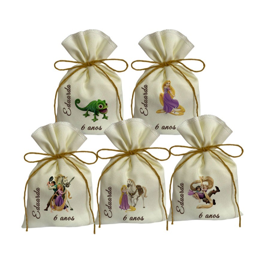 20 Saquinhos Lembrancinhas Personalizados Enrolados Rapunzel | Shopee Brasil