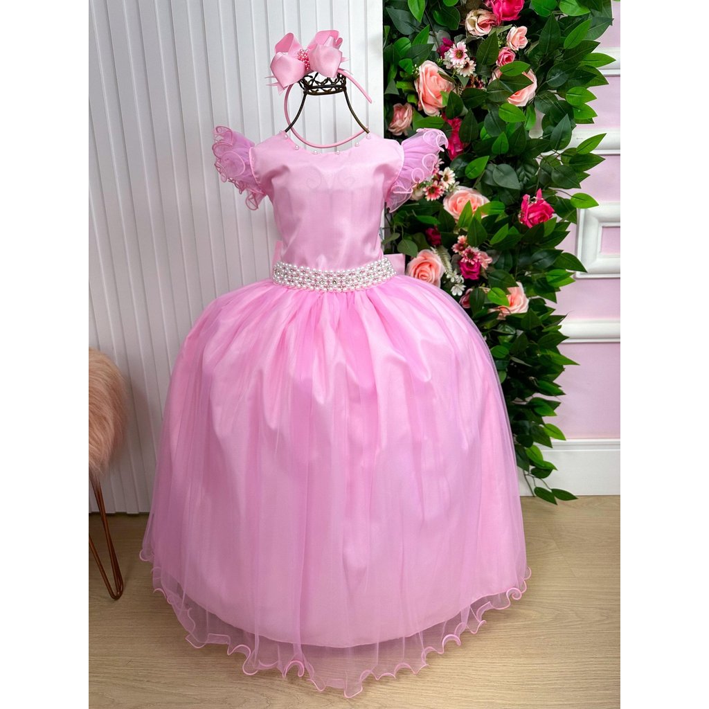 Vestido Marie Longo Amanda Rosa Bebe | Shopee Brasil