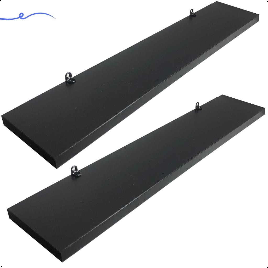 Kit 2 Prateleira Preta 50X10 + Suporte Flutuante Mdf Organizadora ...
