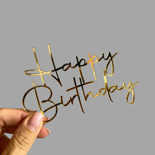 Aplique Para Bolo - Happy Birthday (Modelo 05) Dourado | Shopee Brasil