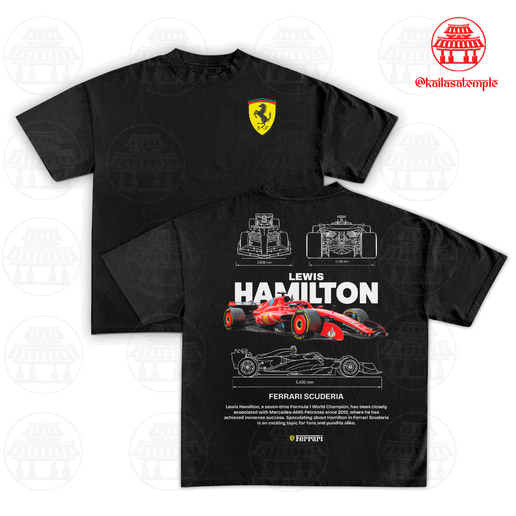 Camiseta Ferrari x Lewis Hamilton - Algodão Premium Unissex F1 ...