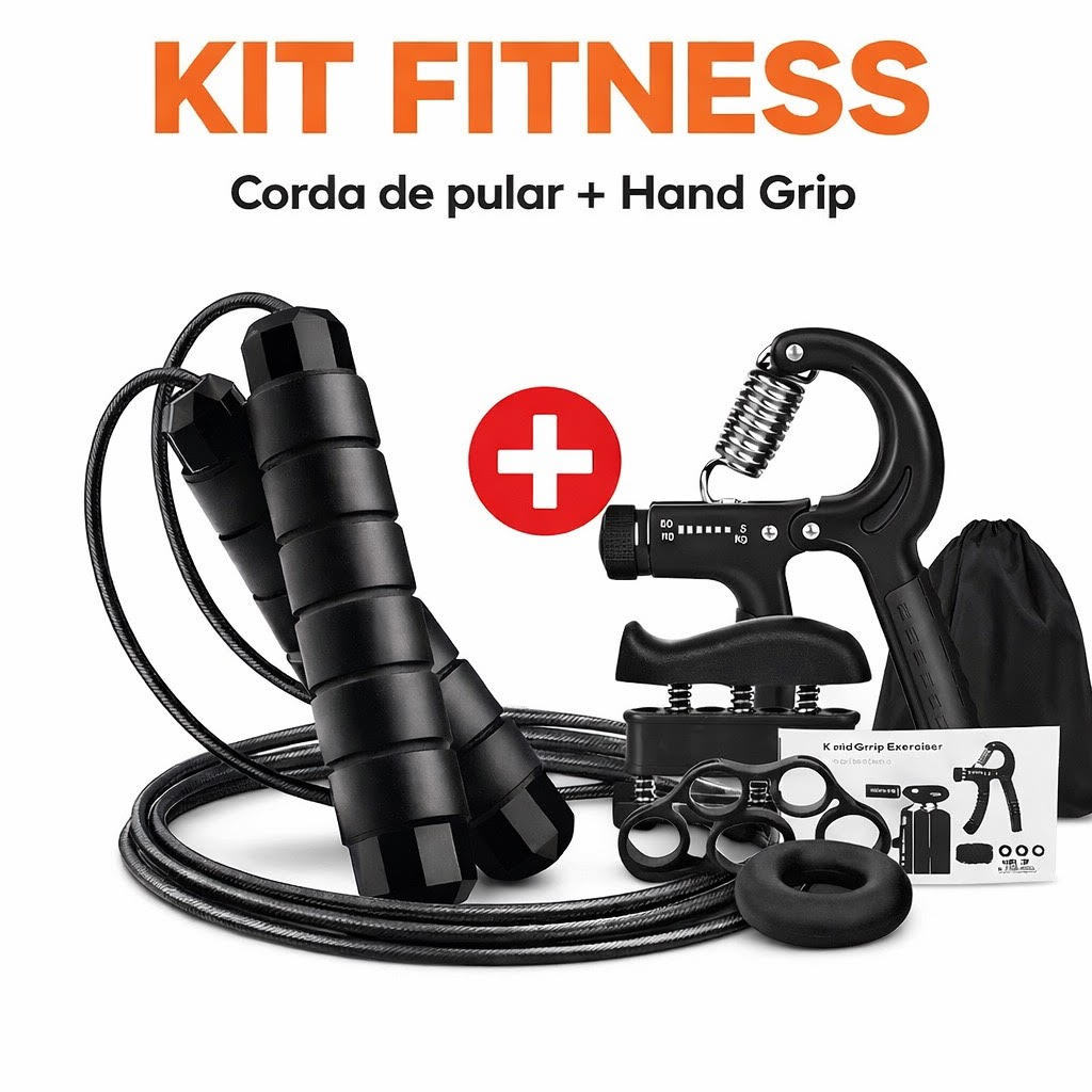 Kit 5 Peças Aderência de Mão Hand Grip Flexor +Corda de Pular Crossfit ...