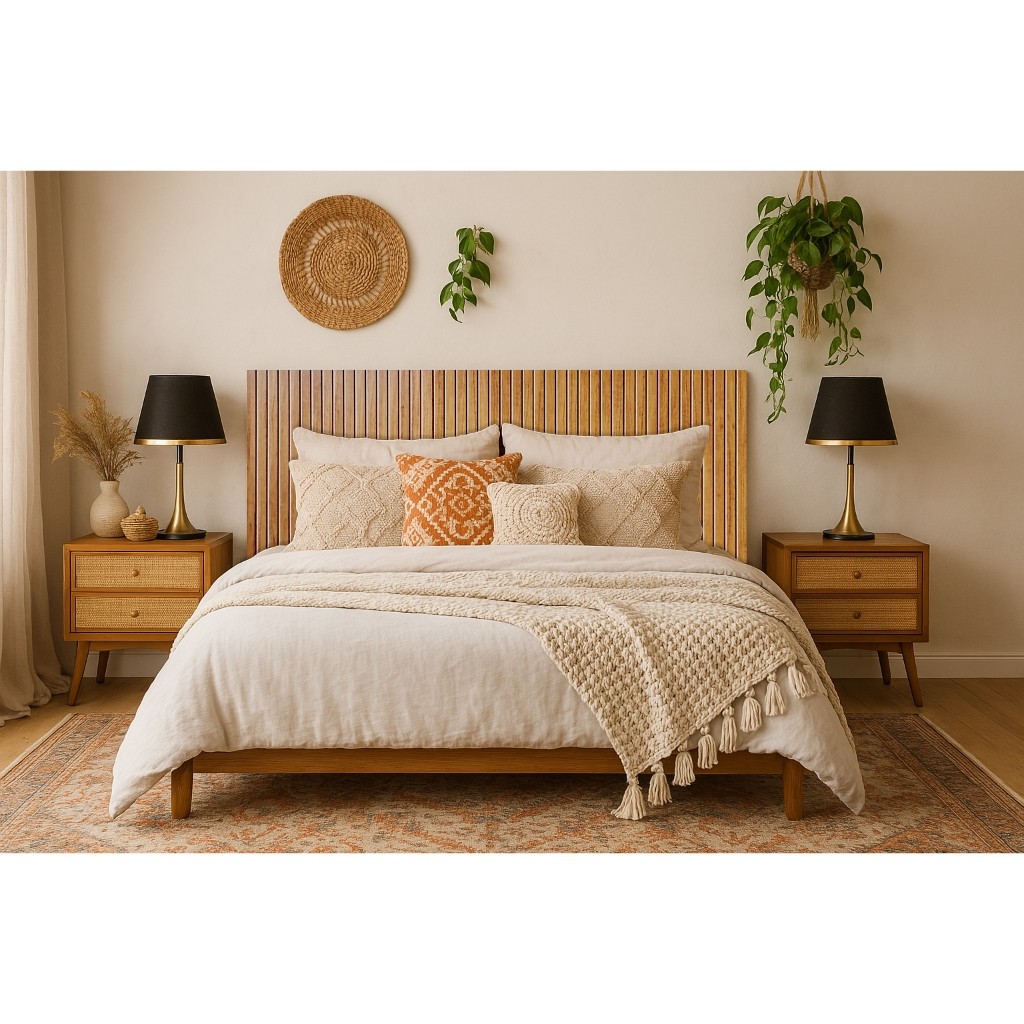 Cabeceira de cama Casal Ripada 140X60CM Amadeirada Feijó Autocolante ...