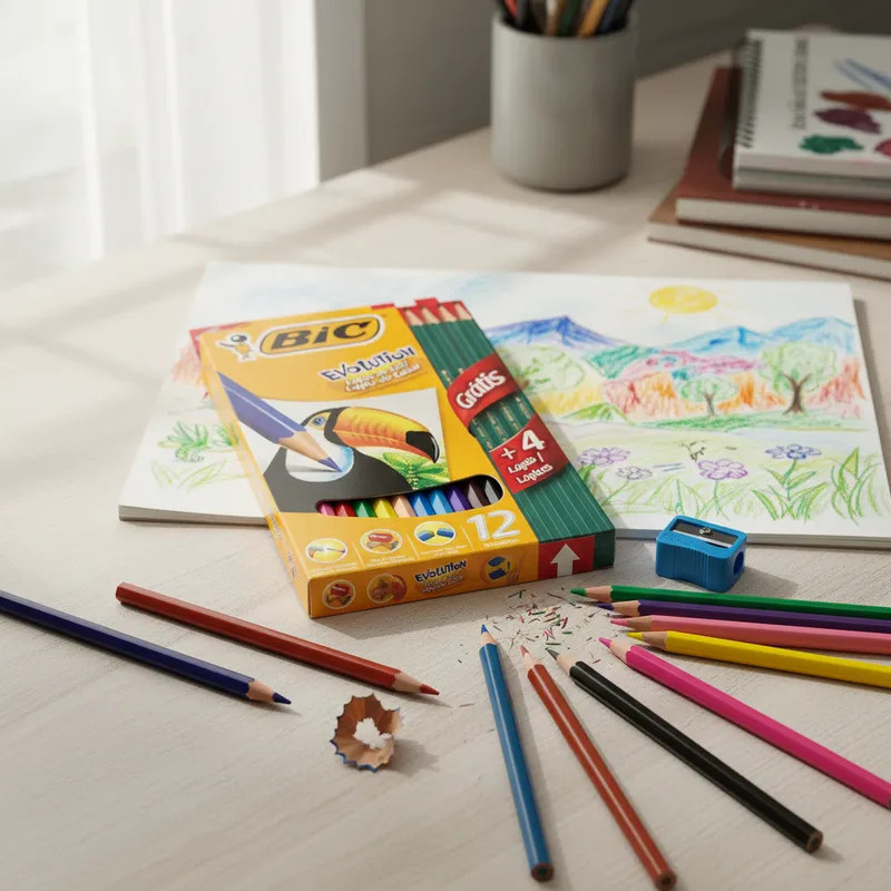 Lápis De Cor 12 Cores + 4 Lapis Hb Grafite Bic Evolution | Shopee Brasil